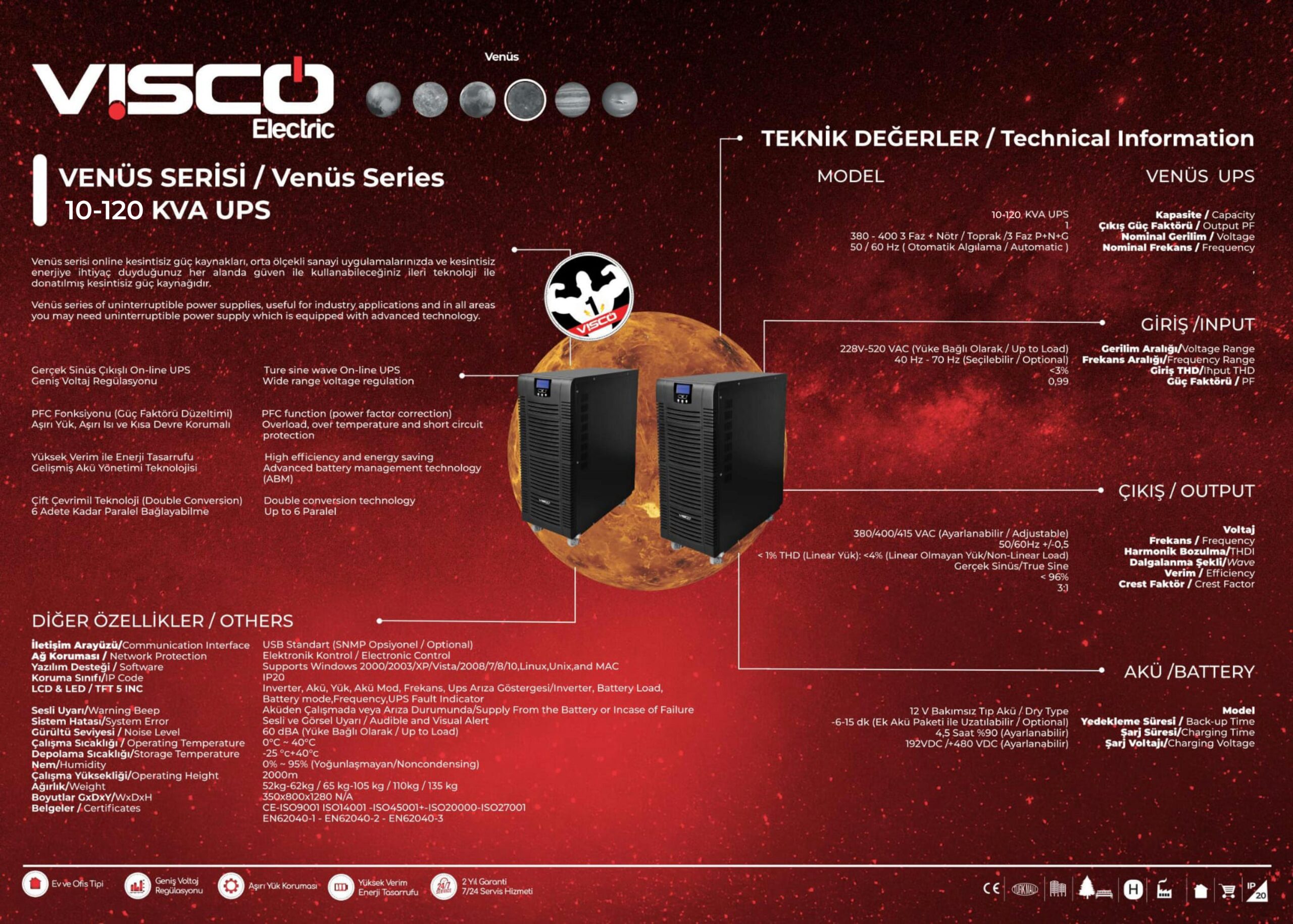 Venüs Serisi Kesintisiz Güç Kaynakları 10 kVA – 120 kVA - Visco ...